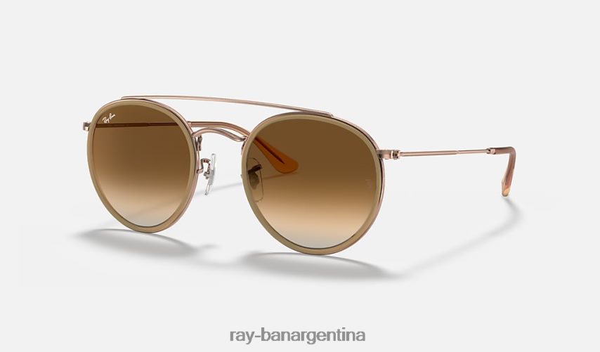 Ray-Ban puente doble redondo LJV8V280 Gafas de sol cobre pulido/marrón ...