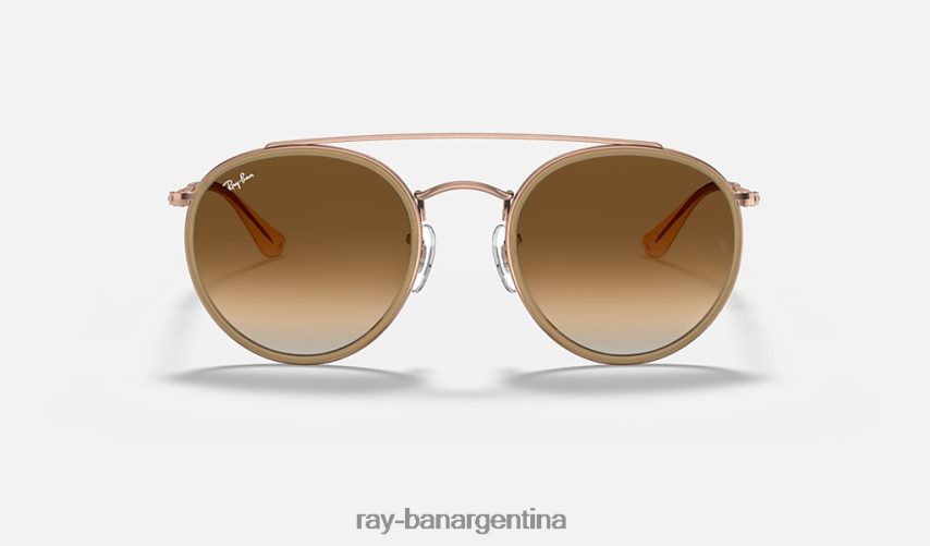 Ray-Ban puente doble redondo LJV8V280 Gafas de sol cobre pulido/marrón ...